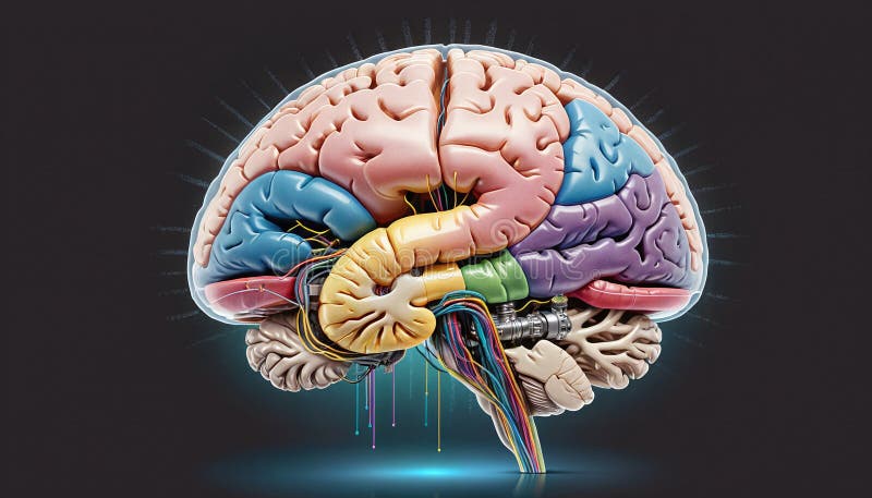 Illustrative Representation of a Human Brain Modified with Technology ...