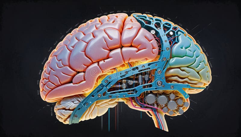 Illustrative Representation of a Human Brain Modified with Technology ...