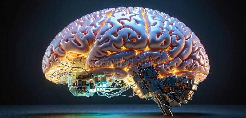 Illustrative Representation of a Human Brain Modified with Technology ...