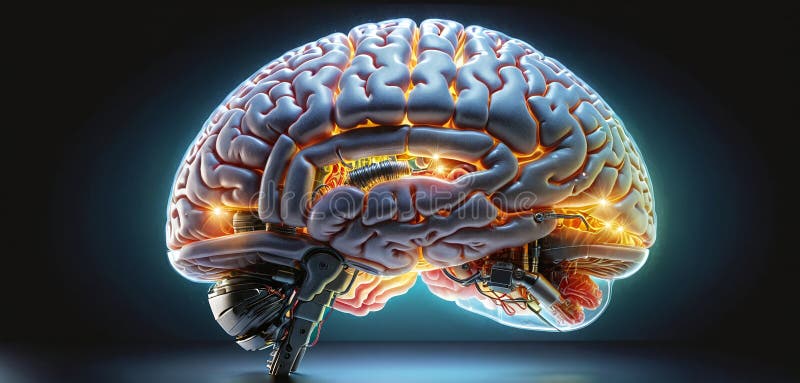 Illustrative Representation of a Human Brain Modified with Technology ...