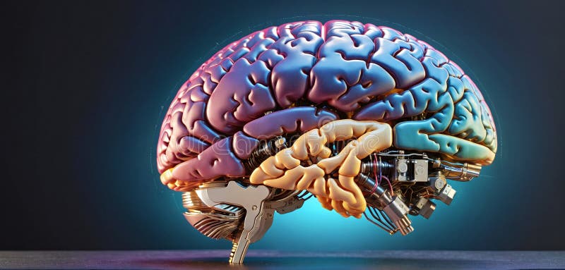 Illustrative Representation of a Human Brain Modified with Technology ...