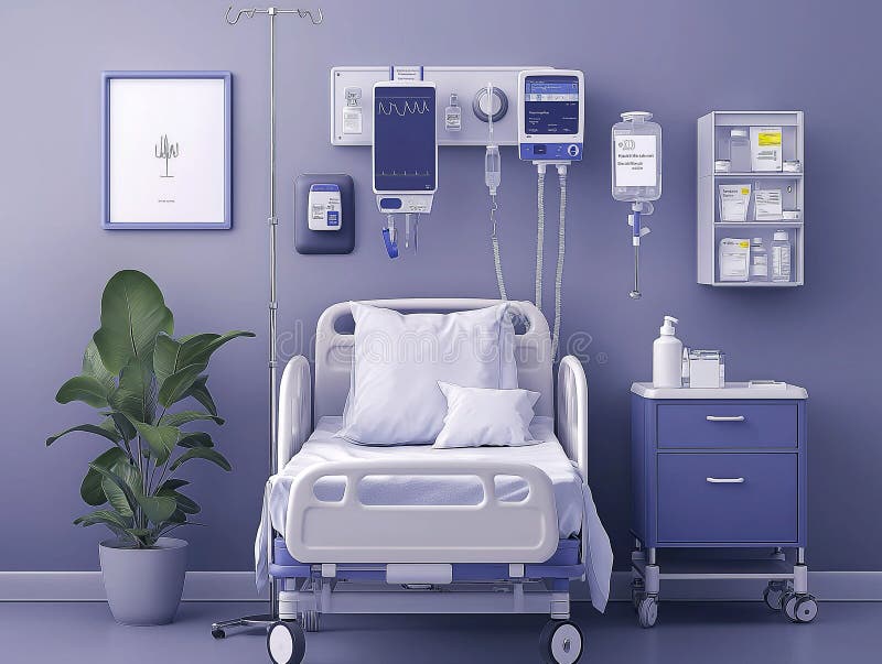 An Illustrative Representation of an IV Therapy Setup in a Clinical ...