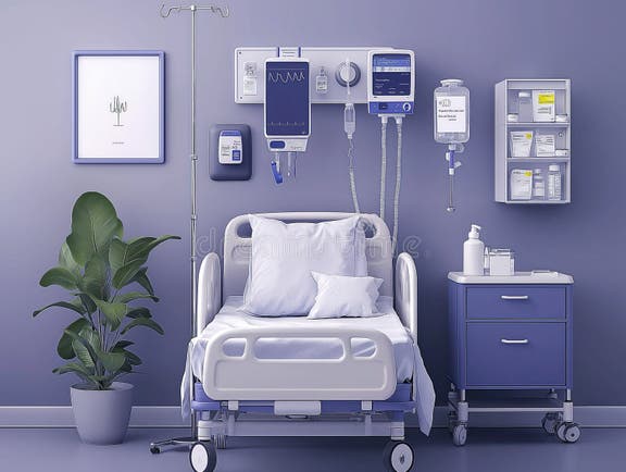 An Illustrative Representation of an IV Therapy Setup in a Clinical ...