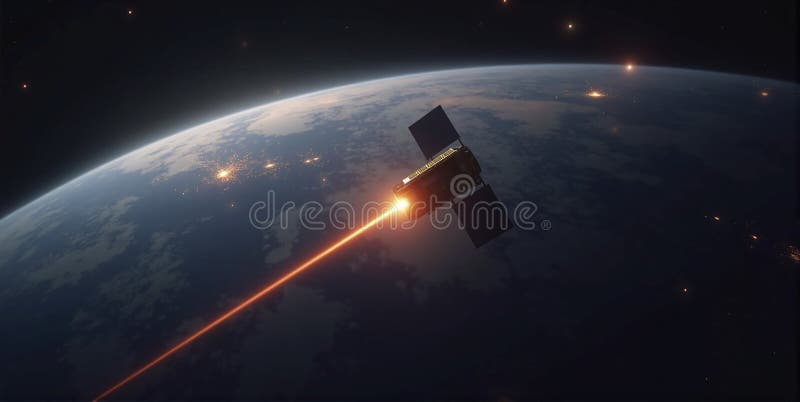 Illustrative Representation of a Satellite Receiving, Transmitting and ...