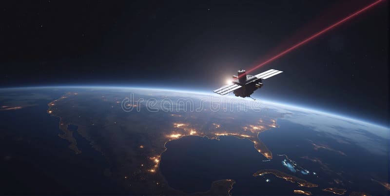 Illustrative Representation of a Satellite Receiving, Transmitting and ...