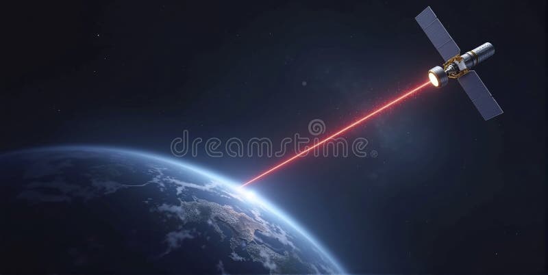 Illustrative Representation of a Satellite Receiving, Transmitting and ...