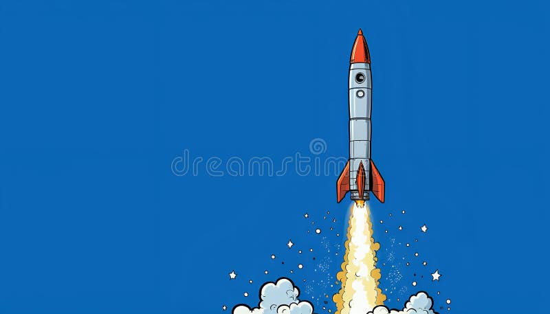 Illustrative Representation of a Simple Rocket that is Just Starting ...