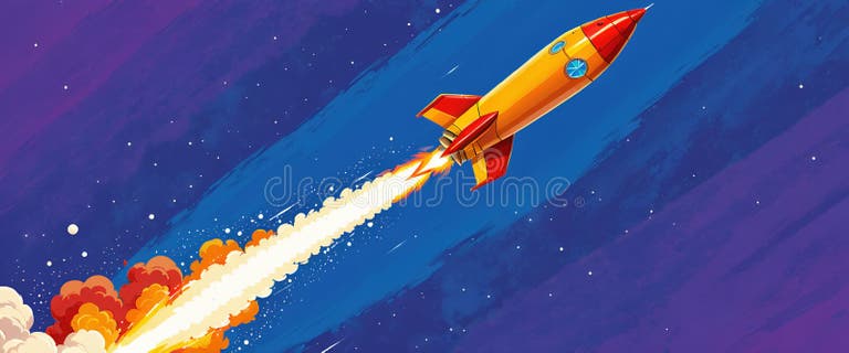 Illustrative Representation of a Simple Rocket that is Just Starting ...