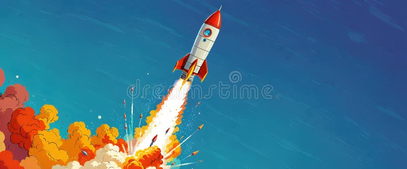 Illustrative Representation of a Simple Rocket that is Just Starting ...