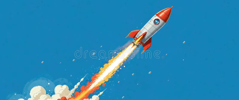 Illustrative Representation of a Simple Rocket that is Just Starting ...
