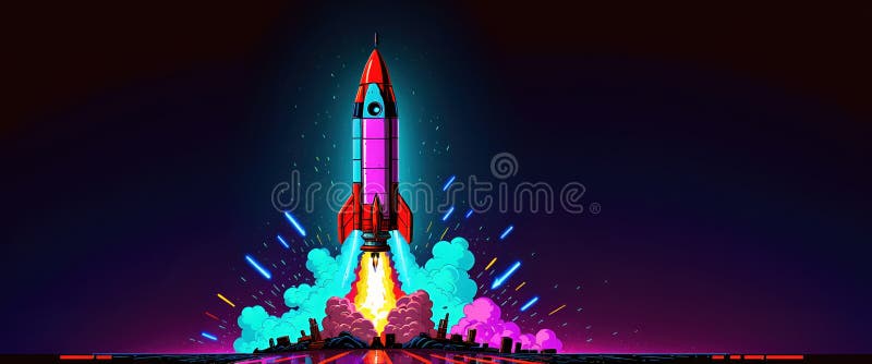 Illustrative Representation of a Simple Rocket that is Just Starting ...