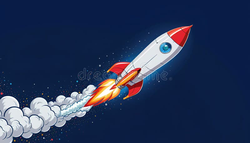 Illustrative Representation of a Simple Rocket that is Just Starting ...