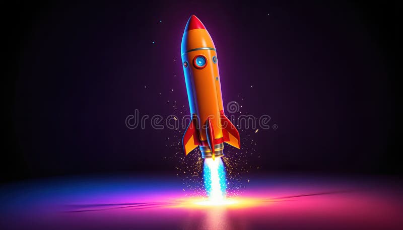 Illustrative Representation of a Simple Rocket that is Just Starting ...