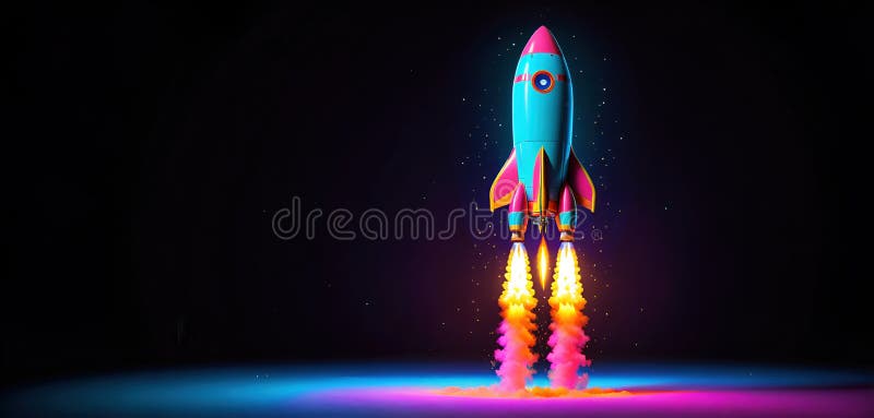 Illustrative Representation of a Simple Rocket that is Just Starting ...