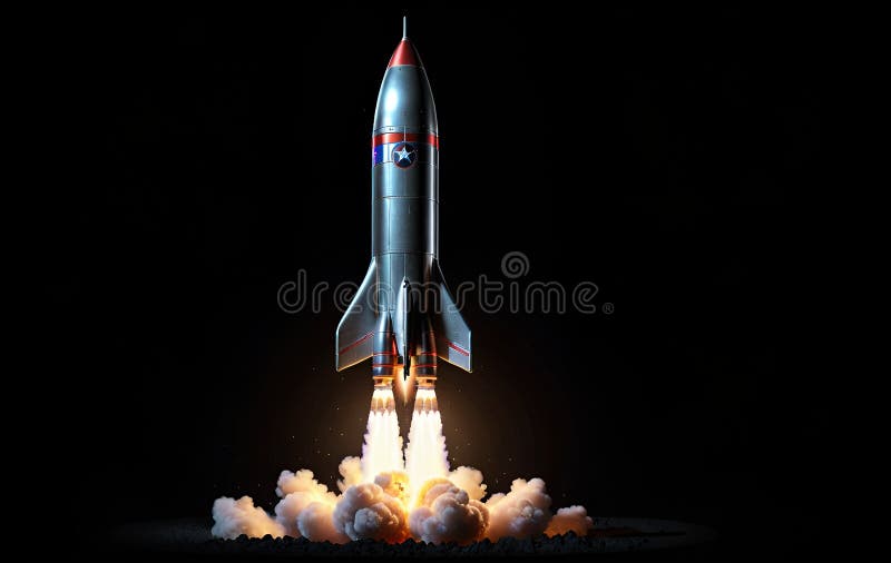 Illustrative Representation of a Simple Rocket that is Just Starting ...