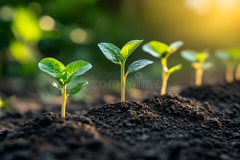 An Illustrative Representation of Small Plants Growing at Different ...