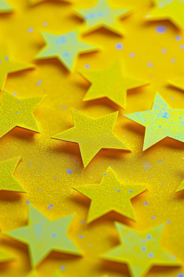 An Illustrative Scene Featuring Yellow Stars in Various Sizes Stock ...