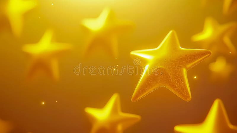 An Illustrative Scene Featuring Yellow Stars in Various Sizes Stock ...