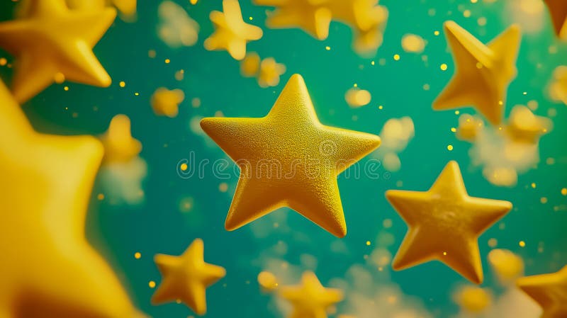 An Illustrative Scene Featuring Yellow Stars in Various Sizes Stock ...