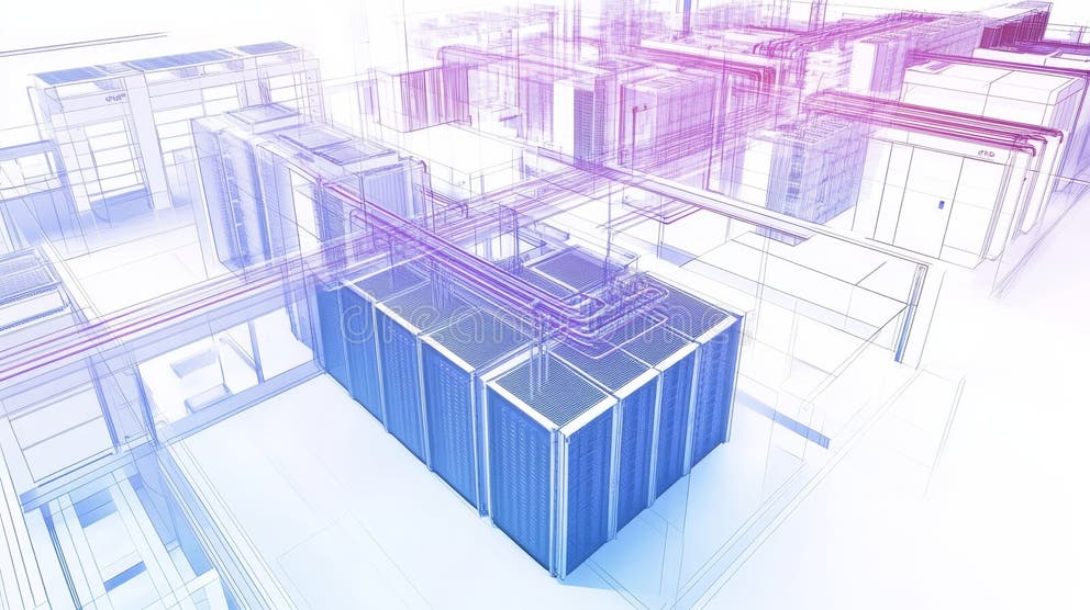 Illustrative Schematic of a Data Center Interior Featuring Server Racks ...