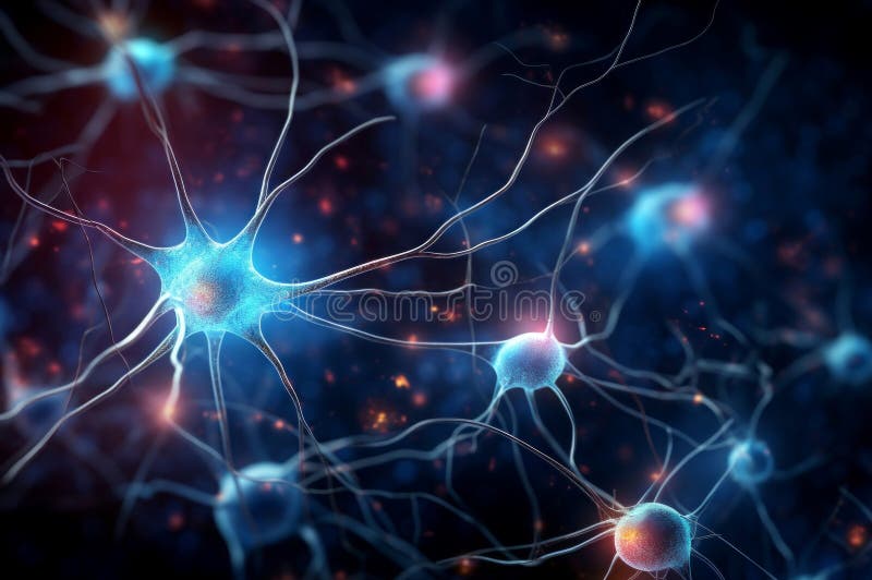 Illustrative Single Neuron Synapses Scheme Board. Generate Ai Stock ...