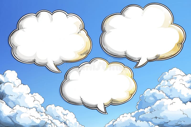 Illustrative Speech Bubbles Floating in a Tranquil Blue Sky, Perfect ...