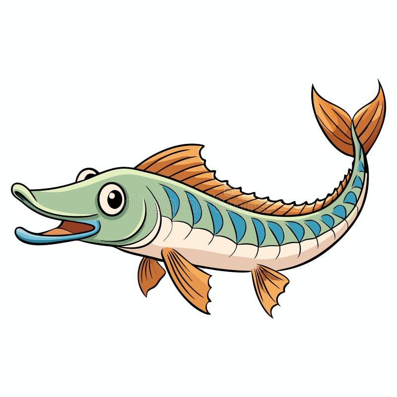 Illustrative Sturgeon Fish Migration Vector White Background Stock ...
