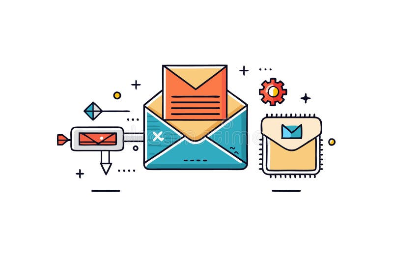 Illustrative Vector Design Showcasing Email Icons, Including Opened ...