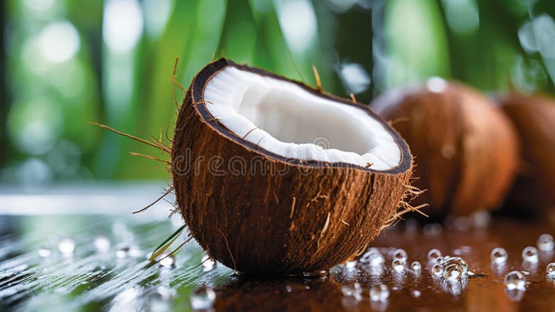 Broken Brown Coconut on Sandy Beach, Tropical Beach, World Coconut Day ...