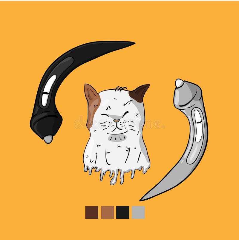 Illustrator cat and pen stock vector. Illustration of vector - 195175655