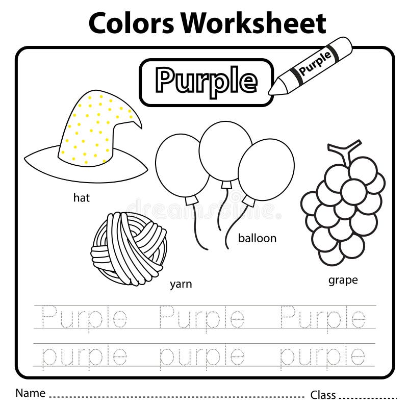 Illustrator of Color Worksheet Purple Stock Vector - Illustration of ...