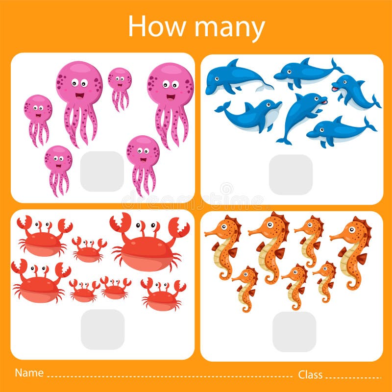 Illustrator of Counting How Many Animal One Stock Vector - Illustration ...