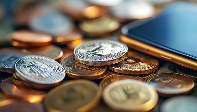 Bitcoin Coins Emerging Smartphone Stock Photos - Free & Royalty-Free ...