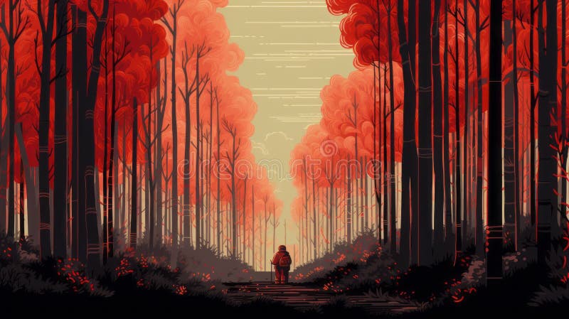 Retroaction 8-bit Bamboo Forest with Firefighters Stock Illustration ...