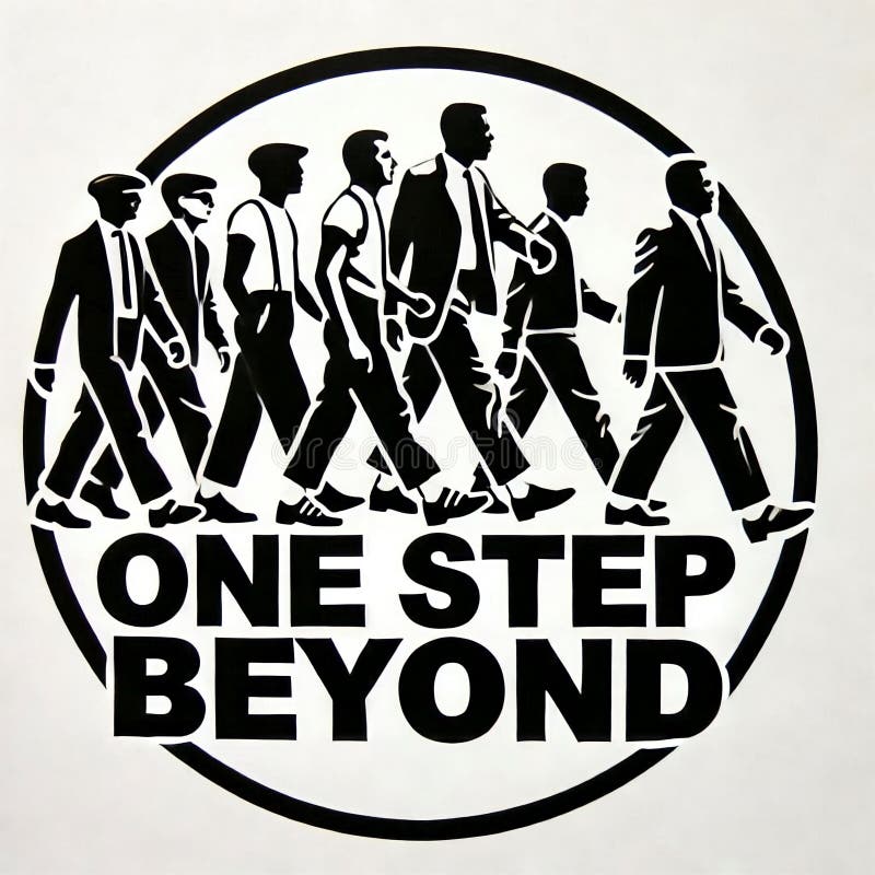 Illustrator Design of a Group of People Walking with the Words One Step ...