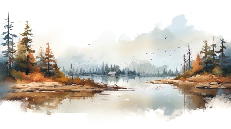 Illustrator-friendly Horizontal Straight Long Line with a Watercolor ...