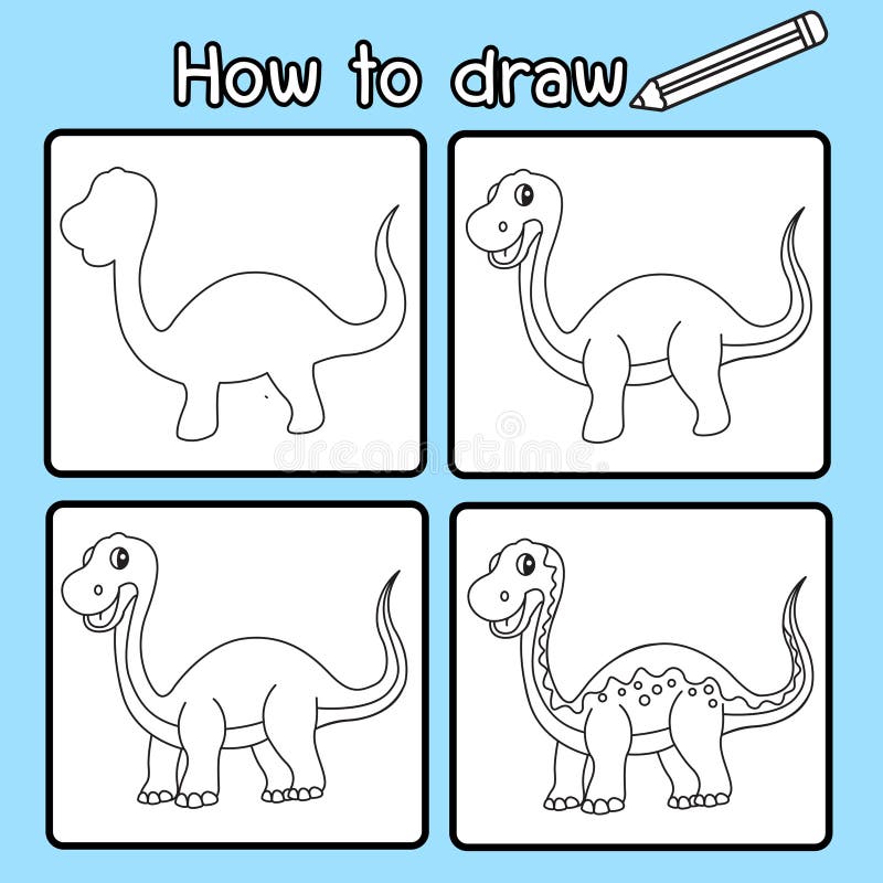 Illustrator of How To Draw Brontosaurus Dinosaur Stock Vector ...