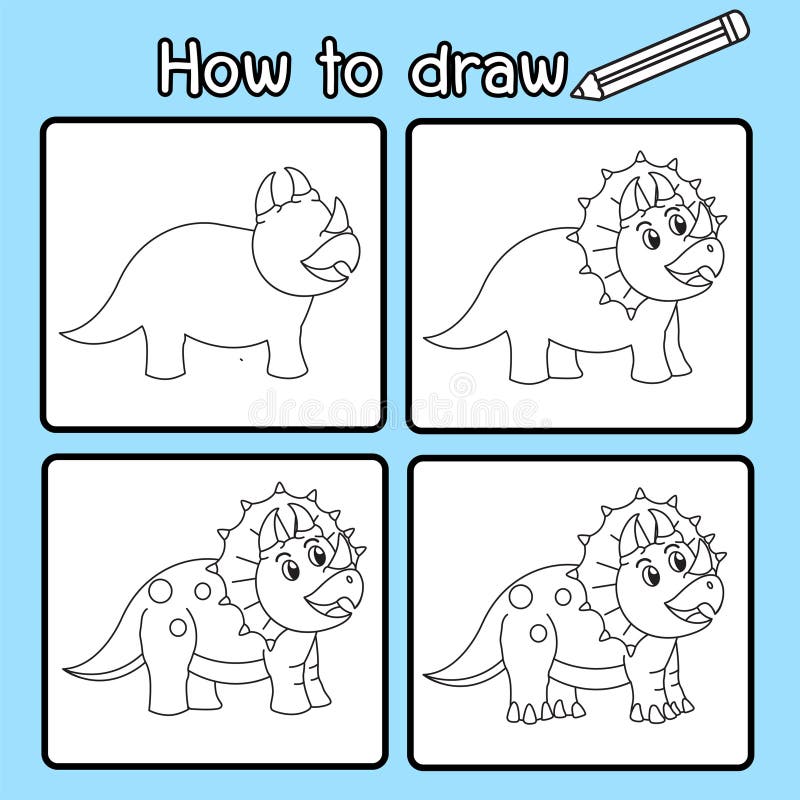 Illustrator of How To Draw Triceratops Dinosaur Stock Illustration ...