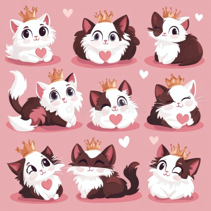 Illustrator Image of Cats with Different Colors. Stock Image - Image of ...