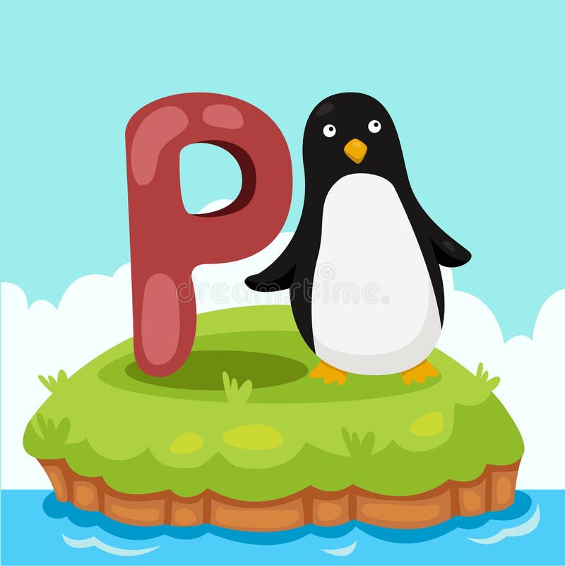 Letter P penguin stock illustration. Illustration of decoration - 17820515