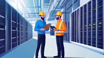 Illustrator of a Network Engineer at a Data Center Site, Operate in ...