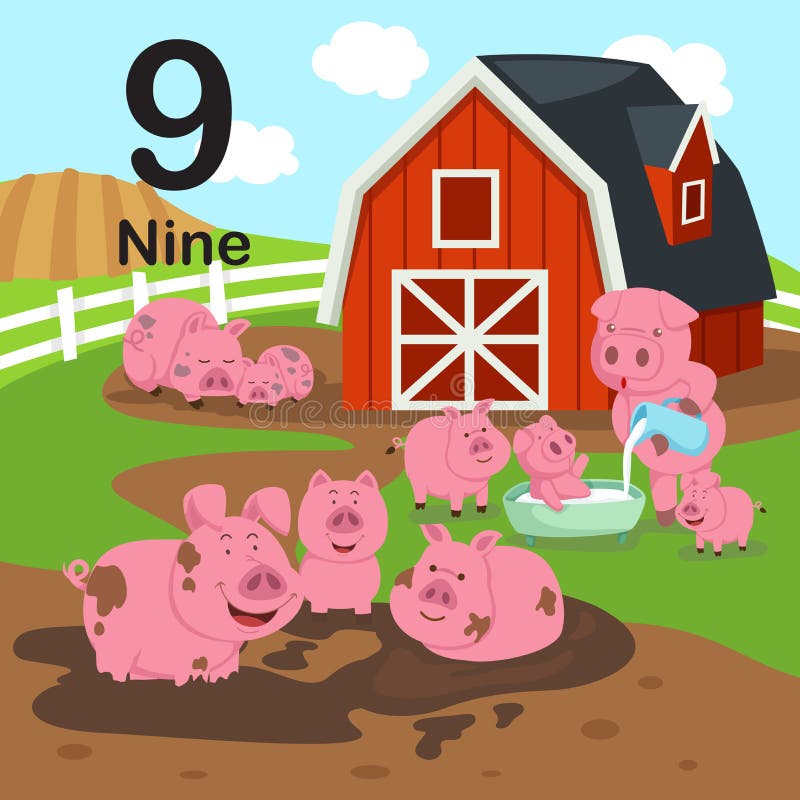 Illustrator of Nine Number Animal Stock Vector - Illustration of cute ...