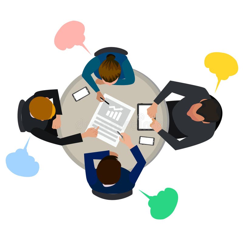 Planning Session People Work At The Table Stock Vector - Illustration ...