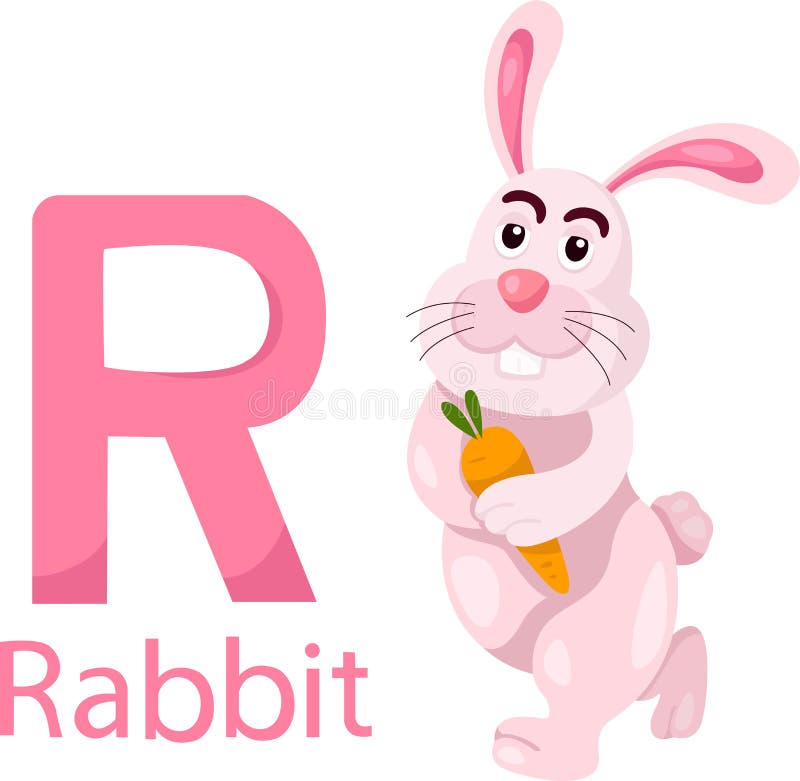 Rabbit. R Letter. Cute Children Animal Alphabet in Vector Stock Vector ...