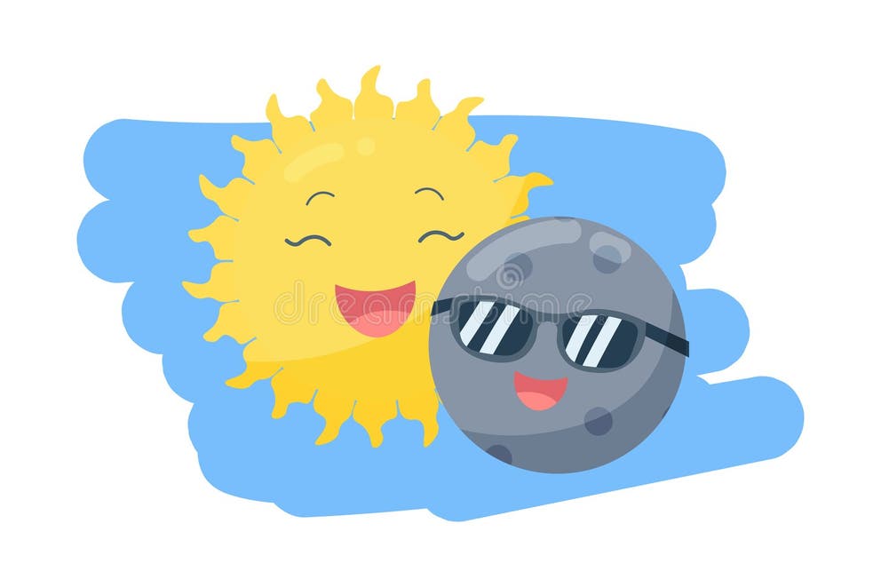 Illustrator of Solar Eclipse. Cute Cartoon Illustration. Vector Stock ...
