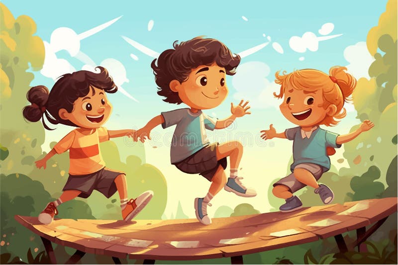 Vector Illustration of Little Children Having Fun Together Stock Vector ...