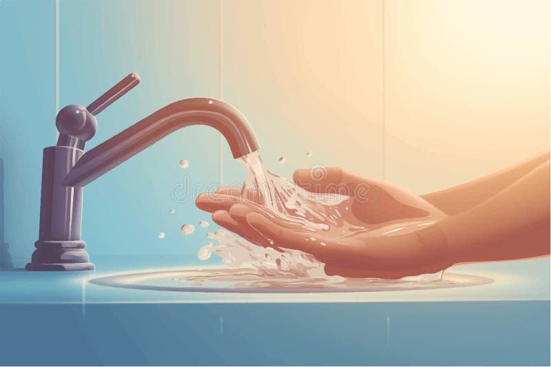 Vector Illustration of Washing Hands for daily Personal Care Stock ...