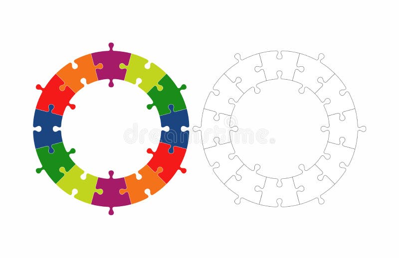 Flat Colour Circles Puzzle Pieces Stock Vector - Illustration of mosaic ...