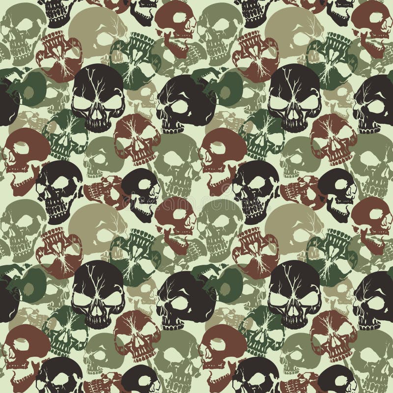 Repeating Pattern of Skulls Head Stock Vector - Illustration of hunting ...
