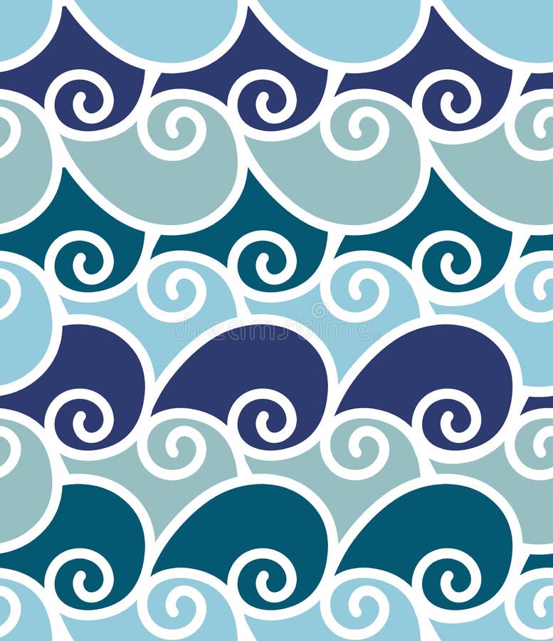 Illustrator Wave Sea Seamless Pattern Stock Vector - Illustration of ...